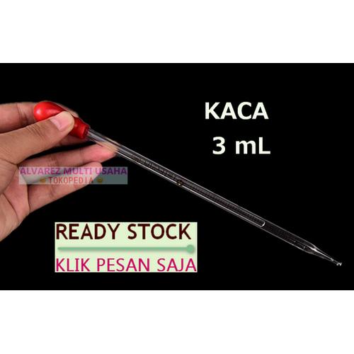 Jual Pipet Ukur 3 ML / Maat Pipet Kaca / Drop Pipet Dengan Bulb Karet ...