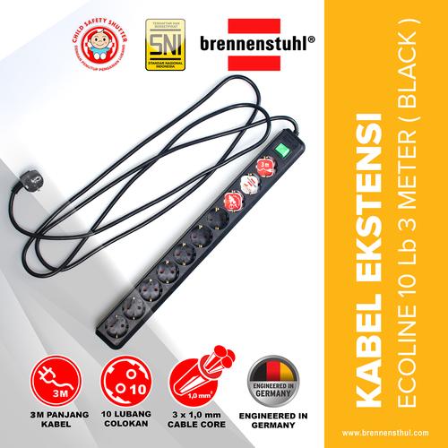 Promo Brennenstuhl Stop Kontak 10 Lubang Eco Line Switch 3 Meter Black ...