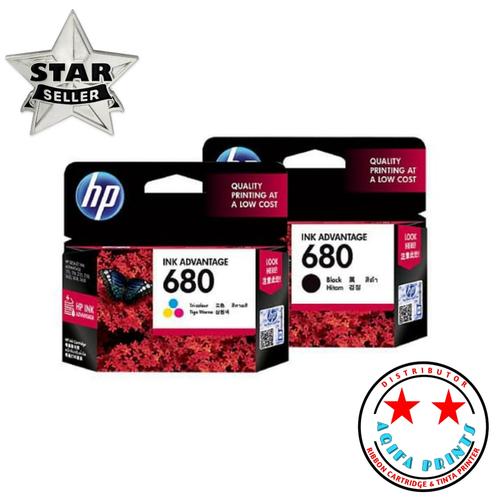 Jual Tinta hp catridge 680 black + 680 color ORIGINAL for printer 2135 ...