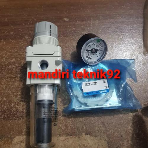 Jual Air Filter Regulator auto drain smc AW30-03BDG 3/8" gauge+bracket ...