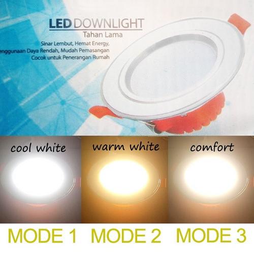 Jual Lampu Downlight Led 3 Warna 5 Watt Lampu Sorot Panel Plafon Tipis ...