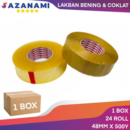 Promo 1 BOX LAKBAN BENING 2INCH X 500Y SAZANAMI LAKBAN COKLAT JUMBO # ...
