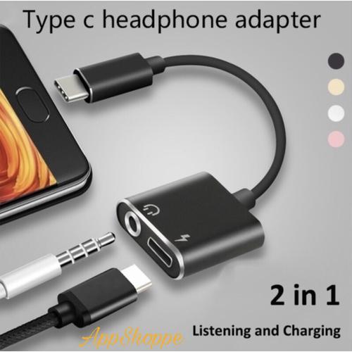 Jual Splitter USB Type-C Audio Charging Adapter Convertor 2 in 1 3.5mm ...