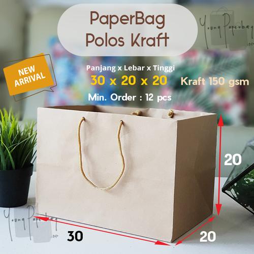 Jual Paperbag / Tas Kertas / Paper Bag Polos Coklat Kraft 30 x 20 x 20 ...