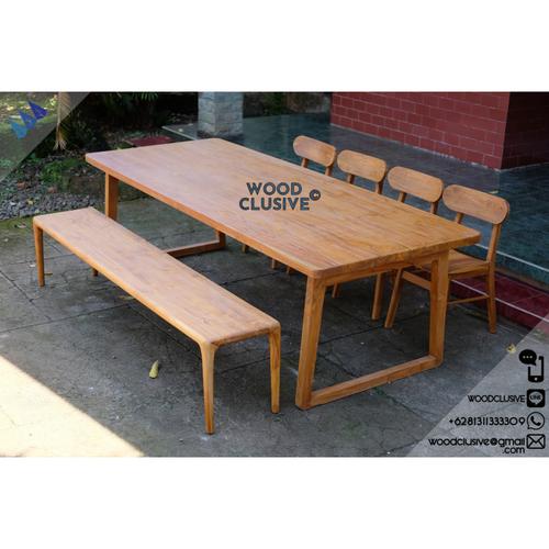 Jual Set kursi meja makan rustic antik 1 bench 4 kursi jati ( dining ...