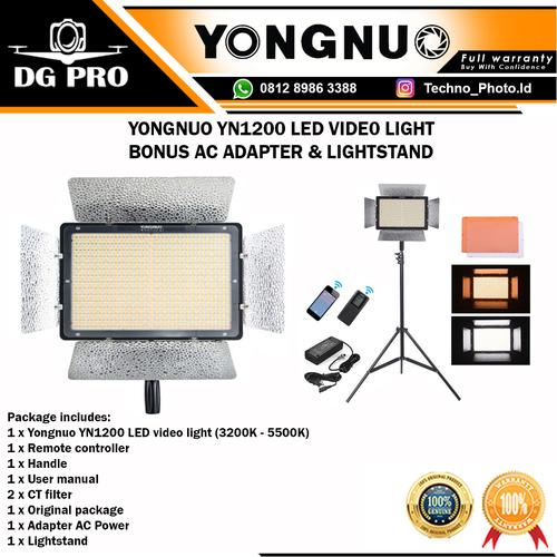 Jual YONGNUO YN-1200 YN1200 LED VIDE0 LIGHT BONUS AC ADAPTER ...