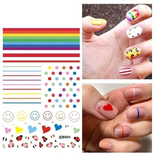 Jual Sticker Kuku Palsu / Nail Art Sticker Kuku Cantik Emoticon Rainbow ...