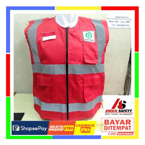 Jual Rompi Kerja Safety Pria Bahan Kain Resleting Logo K3 Bendera ...