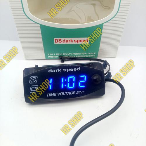 Jual Voltmeter 2 in 1 Jam Digital Voltmeter Motor Waterproof 12v - Biru ...