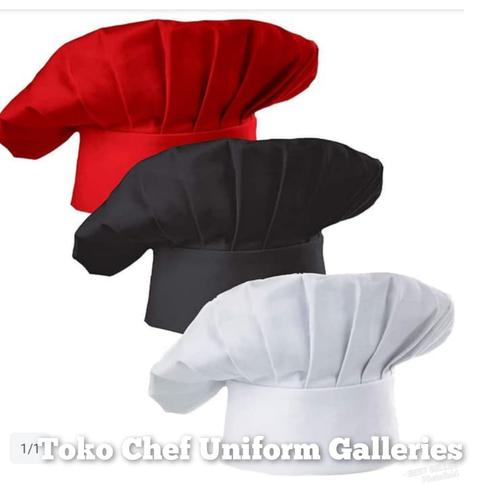 Jual Chef Hat / Topi Koki Jamur Hitam Premium Quality - Putih, All Size ...