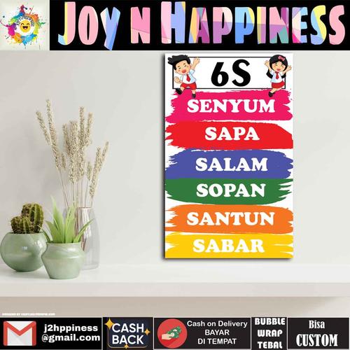Jual PQM86 Poster kayu hiasan dinding dekorasi Senyum Sapa Sopan Santun ...