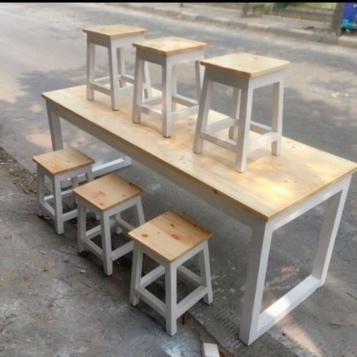 Jual meja cafe ukuran panjang 1meja 6kursi kayu jati belanda - Kota ...