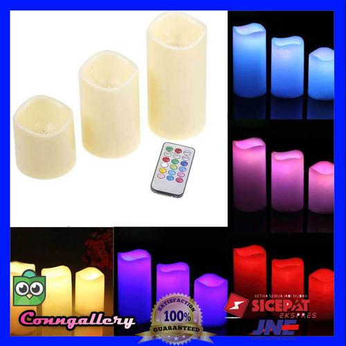Jual Lilin LED Hias Dekorasi RGB dengan Remote 3PCS - Putih - Jakarta ...