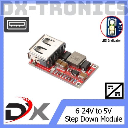 Jual Mini Step Down DC to DC converter Module USB Charger 6V-24V to 5V ...