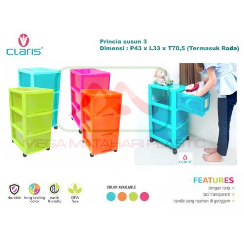 Jual Lemari / Laci Plastik Princia Susun 3 PKD3R Claris (Dengan Roda ...