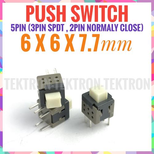 Jual Push Switch 5pin Push On Momentary 3pin SPDT 2pin NO push off ...
