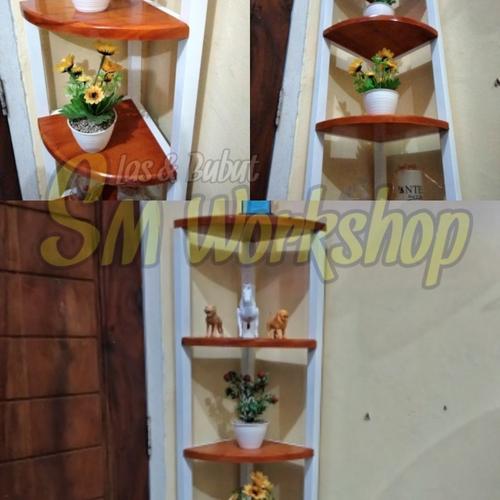 Jual Rak besi sudut standing 6 susun - rak sudut ruangan alas kayu ...
