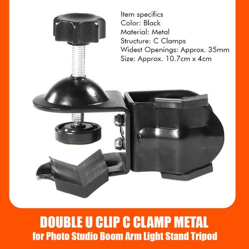 Jual Double U Clip C Clamp Metal for Photo Studio Boom Arm Light Stand ...
