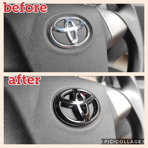 Jual cover logo stir TOYOTA hitam dan carbon cover emblem stir TEMPEL ...