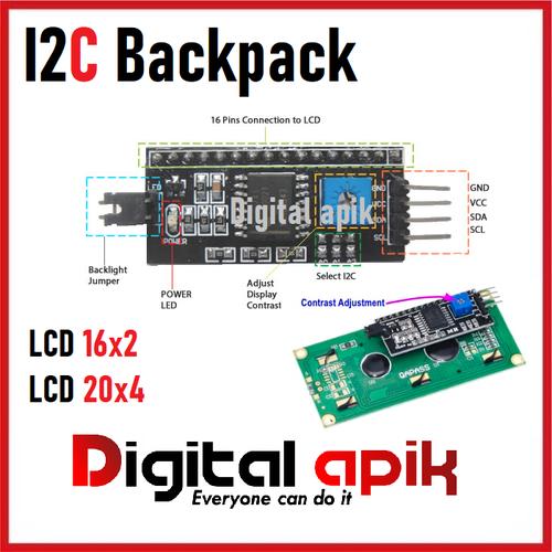 Jual I2C Backpack Serial Module LCD 1602 2004 16x2 20x4 IIC Arduino ...