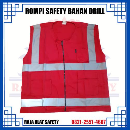 Jual Rompi Kerja / Rompi Proyek Bahan Drill / Safety Vest Merah ...