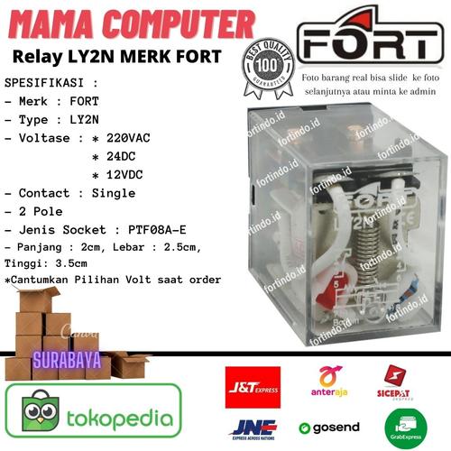 Jual Relay LY2N Coil 8 Pin Kaki 220VAC 24DC 12VDC Dengan Indikator FORT ...