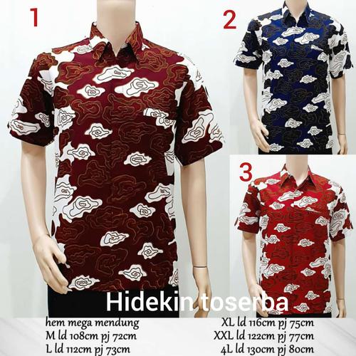 Jual Hem kemeja atasan seragam baju batik pria jumbo M-5L Mega mendung ...