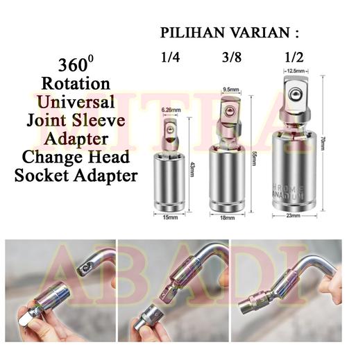 Jual 360 Degree Rotation Universal Joint Sleeve Change Head Socket ...