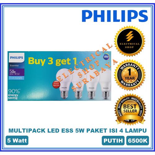 Jual PHILIPS LAMPU LED ESSENTIAL MULTIPACK 5W 5 WATT PUTIH PAKET 3 ...