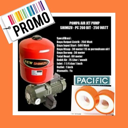 Jual Full set Pompa air jet pump SHIMIZU PC 260 BIT otomatis sumur dalam 30 - Kota Tangerang ...