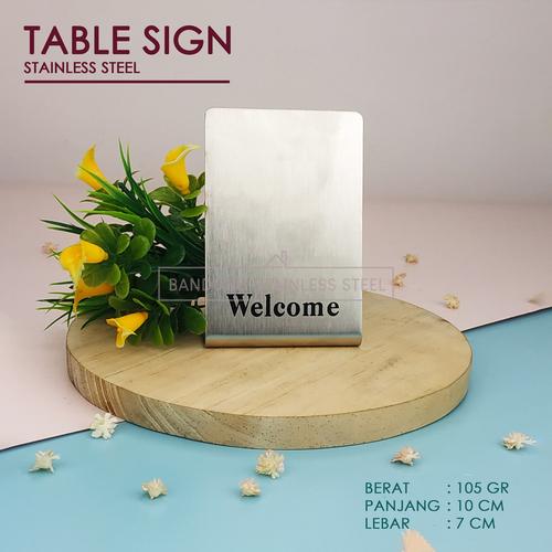 Promo Table sign tanda meja restoran stainless steel welcome - Kab ...