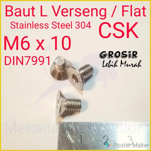 Jual Baut L Flat M6 x 10 Verseng SUS304 - Jakarta Timur - Mekanikautomation | Tokopedia
