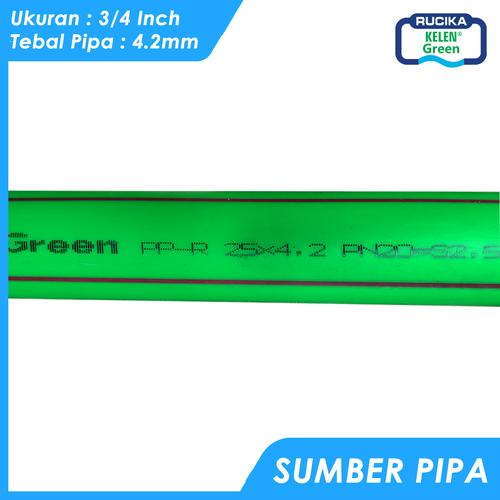 Jual Pipa PPR PN 20 PN20 Air Panas 3/4" 3/4 25mm 25 mm Rucika Green ...