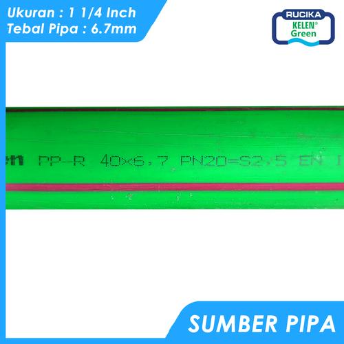 Jual Pipa PPR PN 20 PN20 Air Panas 1 1/4" 40mm 40 mm Rucika Green ...