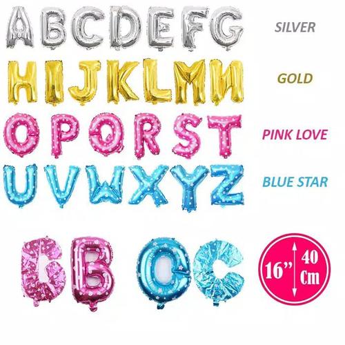Jual Balon Foil Huruf dan Angka Ukuran 40 Cm - BIRU BINTANG, SATUAN ...