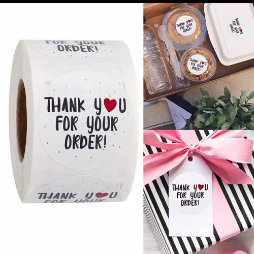Jual stiker label kue cake roti thank you for your order - Hitam ...