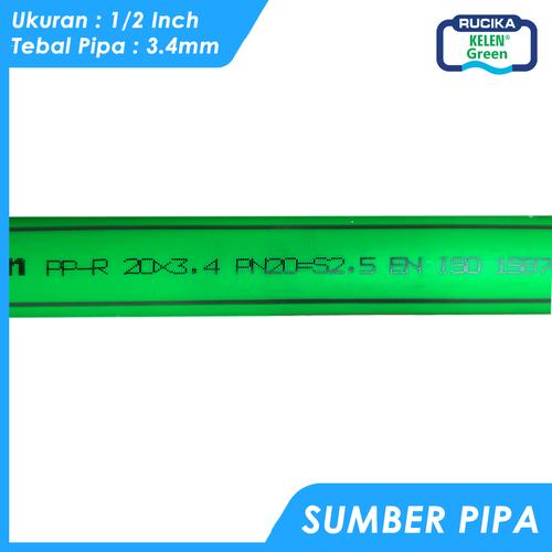 Jual Pipa PPR PN 20 PN20 Air Panas 1/2" 1/2 20mm 20 mm Rucika Green ...