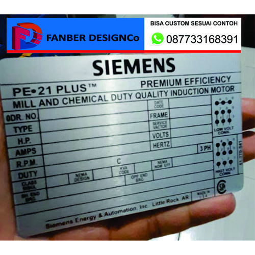 Jual Name Plate Siemens Bahan Almunium/Stainless/Kuningan - Jakarta ...