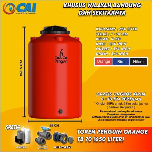 Promo TOREN TANGKI AIR - PENGUIN - TB70 - 650 LITER - ORANGE - Kab ...