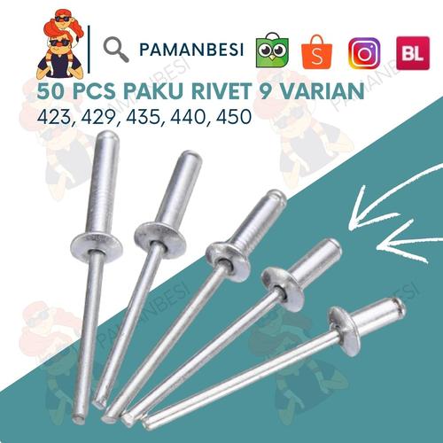 Jual 50 Pcs Paku Rivet 423, 429, 435, 440, 450 Blind Rivet Tembak sip ...