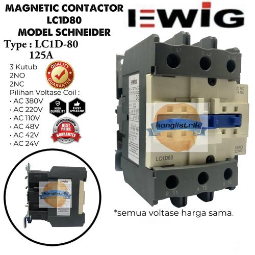 Jual KONTAKTOR CONTACTOR LC1D80 VOLTASE 220/380/110/48/42/24vAC EWIG ...