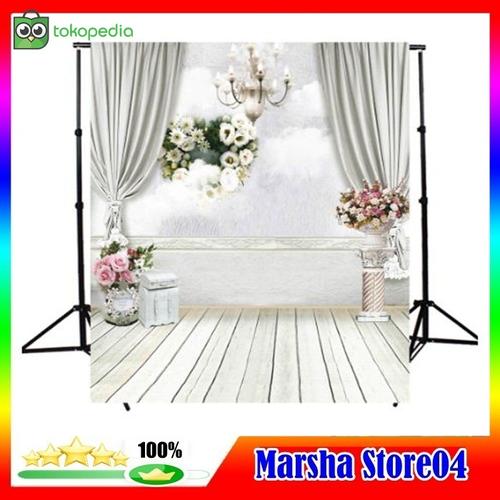 Jual Layar Backdrop Background Fotografi Wedding Gambar Bunga/Lantai ...