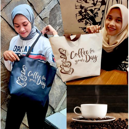 Jual Tas Coffee For Your Day Tas Casual Bag Trendy Motif Kopi Zipper ...