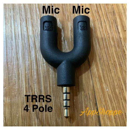 Jual Splitter Dual Microphone 2 Mic Connector TRRS 4 Pole Adaptor ...