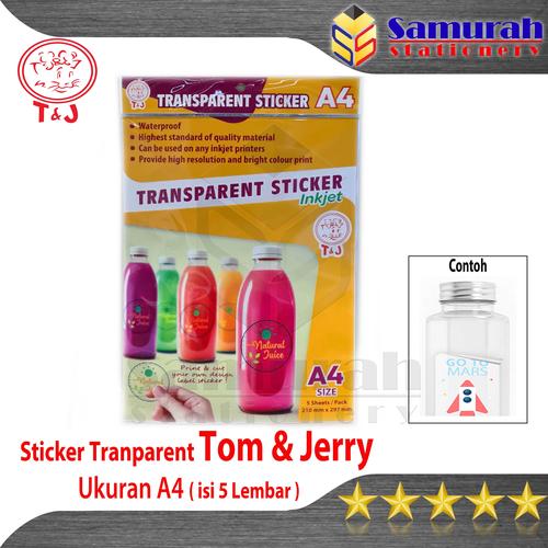 Jual Stiker Label Transparent Tom & Jerry / Plastik Sticker Ukuran A4 ...