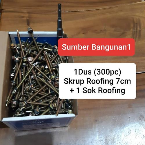 Jual Sekrup Roofing 7cm 1 kotak 12 x 70 (300pcs) skrup spandek baja ...