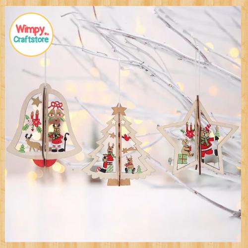 Jual Wooden Shape Hiasan Natal Dekorasi Natal Gantungan Pohon Natal ...
