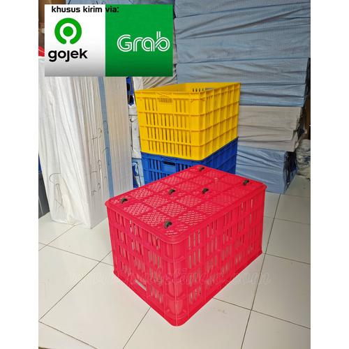 Jual Keranjang Plastik Besar + Roda 68 x 49x 42 Cm Kirim GOJEK/ GRAB ...
