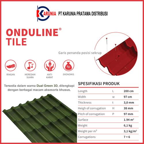 Jual Atap Bitumen Onduline Tile Warna Green 3D, Gelombang Genteng - Kab ...