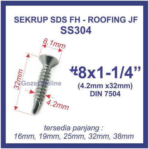 Jual Sekrup SDS FH #8 x32mm - Roofing JF Stainless 304 - SS304 SUS304 ...